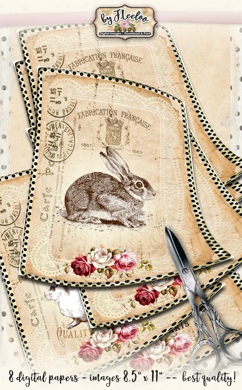 RABBIT POSTER vintage 8.5x11 inch wall decor journal | Etsy