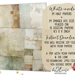 MUTED COLLAGE Half Pages Printable | Junk Journal Mixed Media Supplies ...