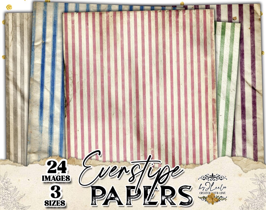 EVERSTRIPE PAPERS – Vintage Striped Printable Backgrounds, Aged Paper ...