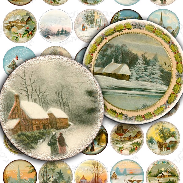 Digital 2 Inch Round Christmas Images - Etsy