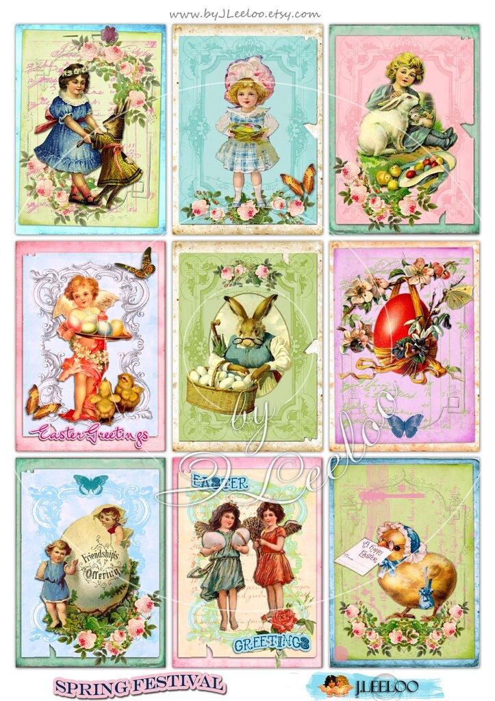 SPRING FESTIVAL Digital Collage Sheet Printable Springtime | Etsy