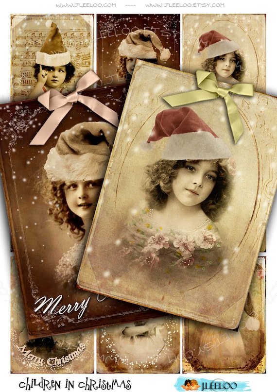 A CHILDREN IN CHRISTMAS printable Digital collage sheet | Etsy