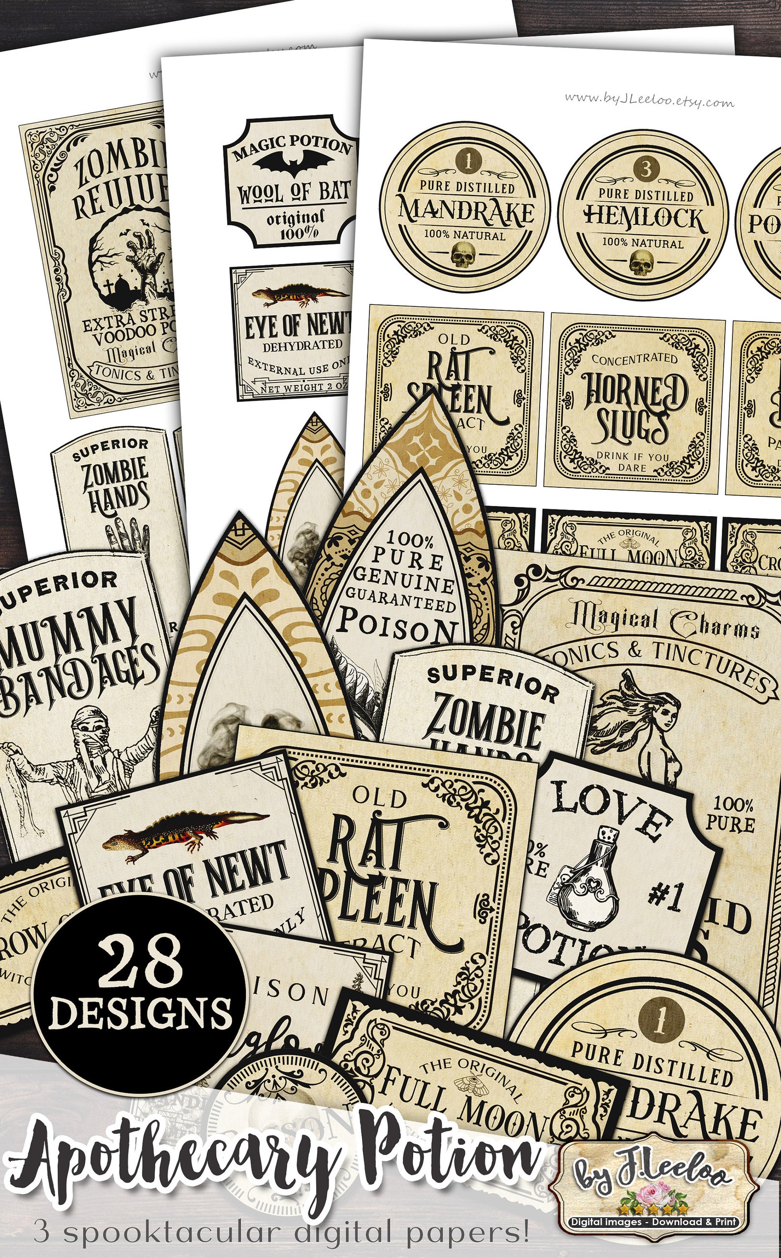 APOTHECARY POTION Printable Tags Label Bottle Jar Labels Halloween ...