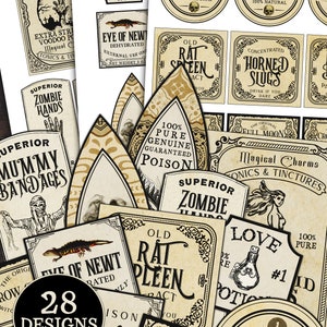APOTHECARY POTION Printable Tags Label Bottle Jar Labels Halloween ...