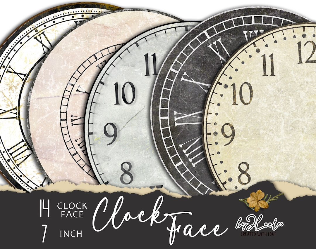 FACE CLOCK 7 Inch Circle Printable | Vintage Jpeg Clock Clipart Vintage ...