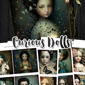 CURIOUS DOLLS 4x4 Printable Junk Journal Supplies | Digital Ephemeral Collage Paper | Mixed ...