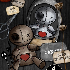 VOODOO PAPER DOLL Halloween Hand Drawn | Scary Digital Altered Art ...