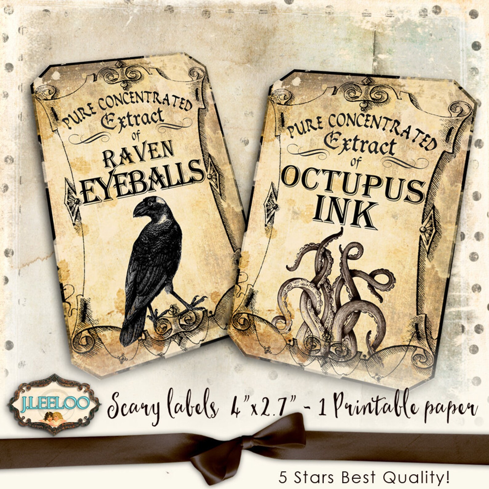 SCARY LABELS 4 X 2.7 Inch Digital Collage Sheet Gothic | Etsy