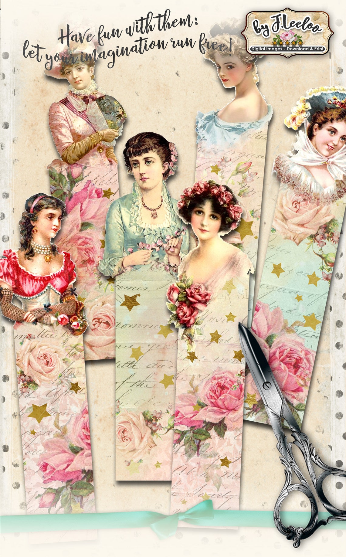 DOLLS BOOKMARKS Printable Paper Victorian Digital Collage - Etsy UK