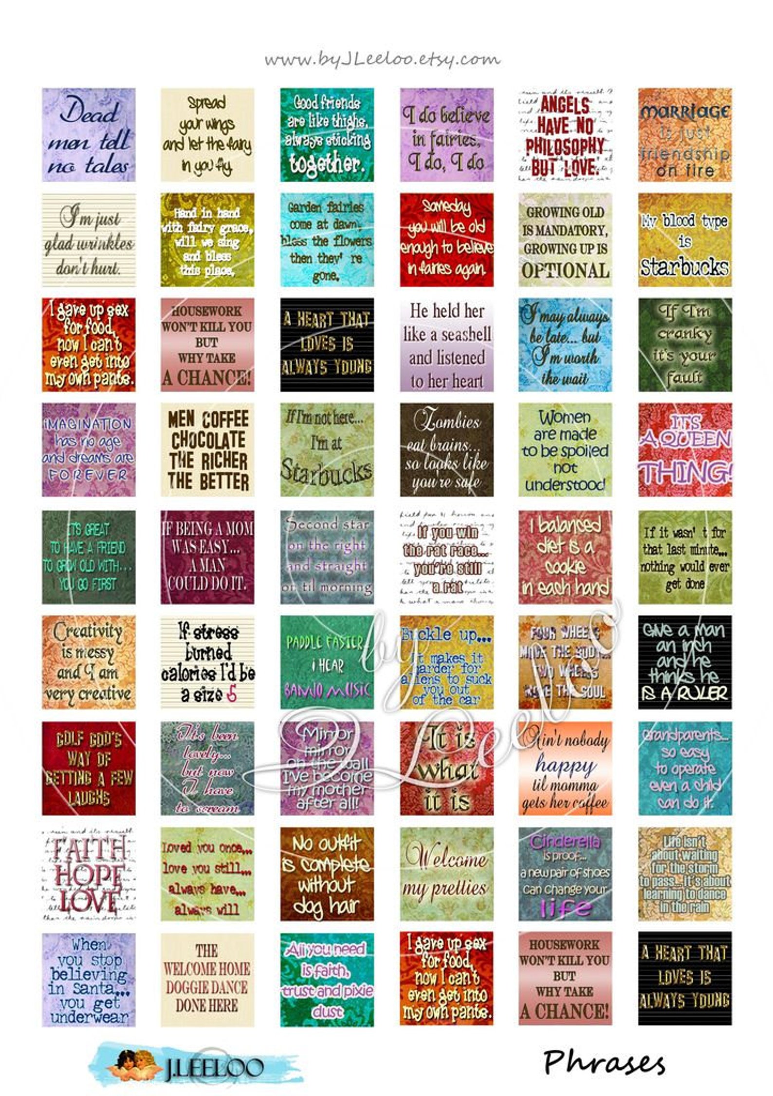 Digital Download PHRASES 1x1 Square Quotes Hilarious Love - Etsy