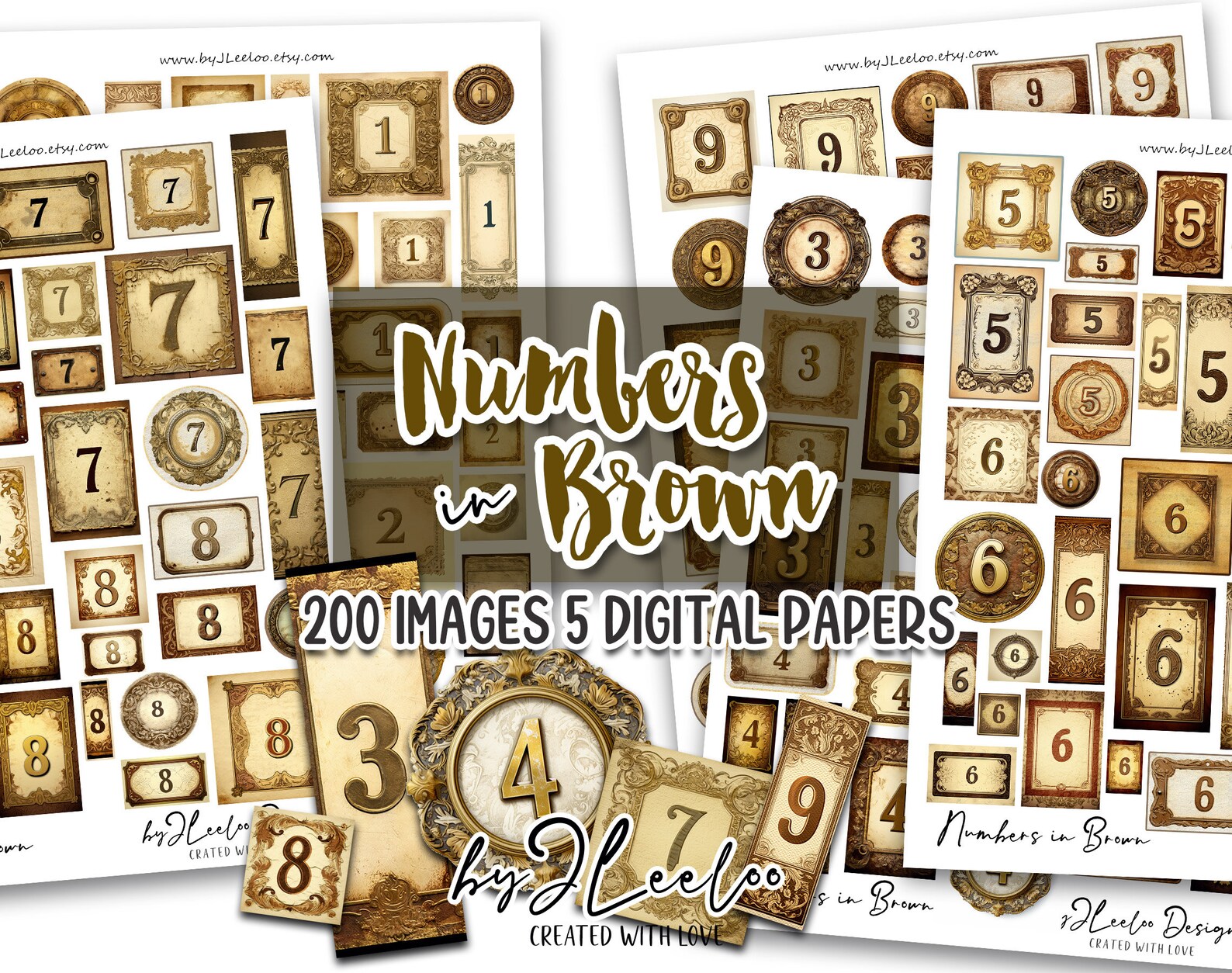 NUMBERS IN BROWN Labels Printable Mystic Fantasy Supplies | Tags ...
