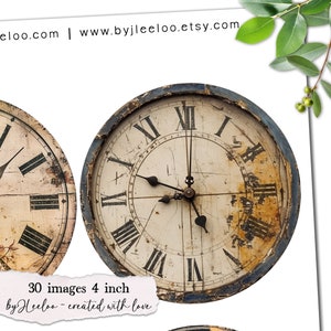 SHABBY CHIC Clock Face 4 Inch Circle Printable | Vintage Supplies for ...