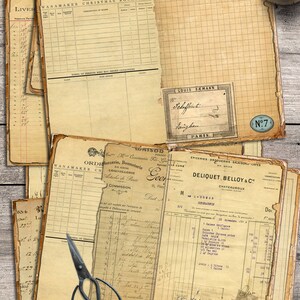LEDGER VINTAGE Journal Art Half Pages | Stationery Crafting Ephemera ...