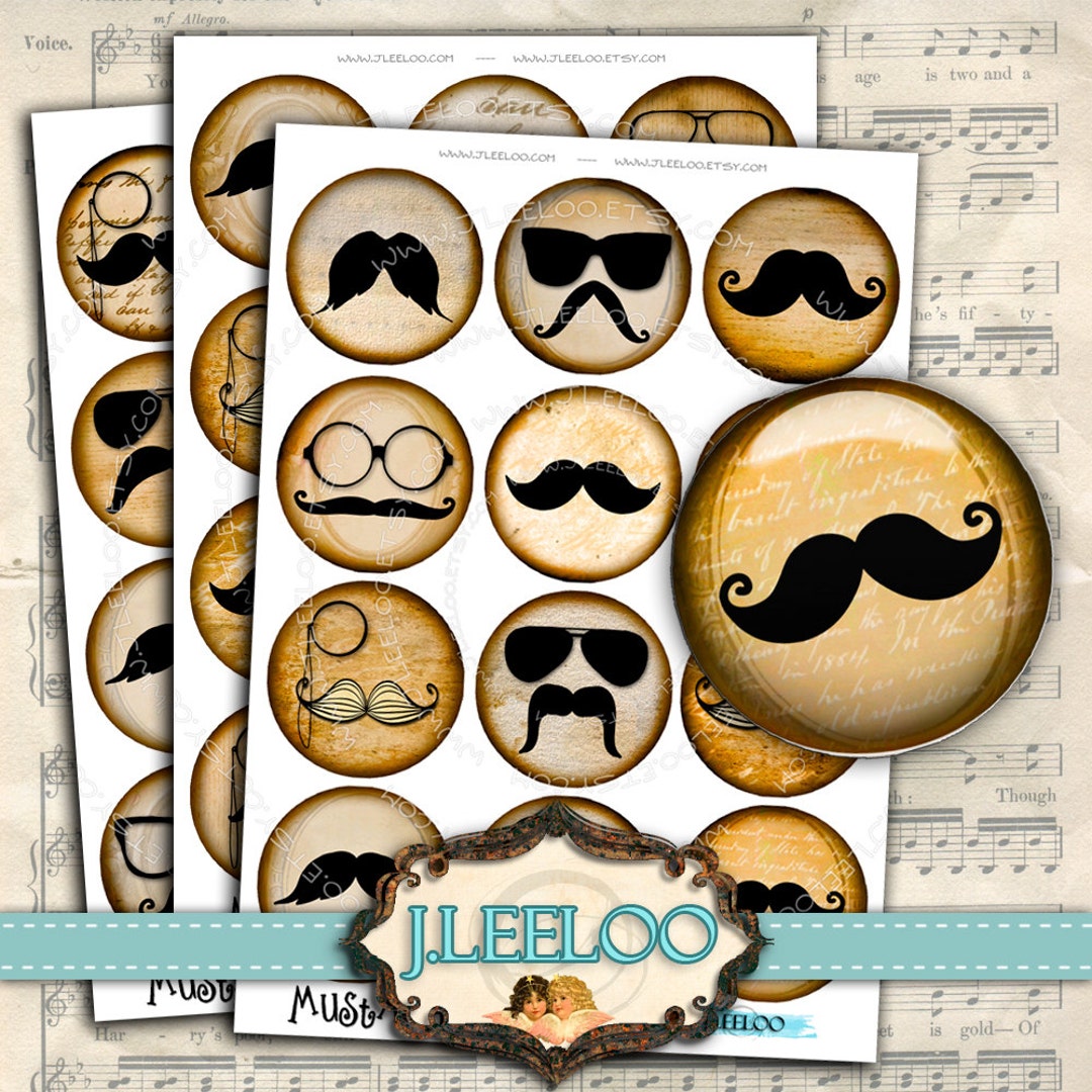 Digital Collage MUSTACHE 2.5 Inch Circle Large Digital Images for ...