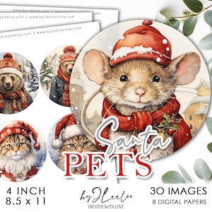 SANTA PETS 4 Inch Circle Printable | Round Supplies for Coaster Pendant ...