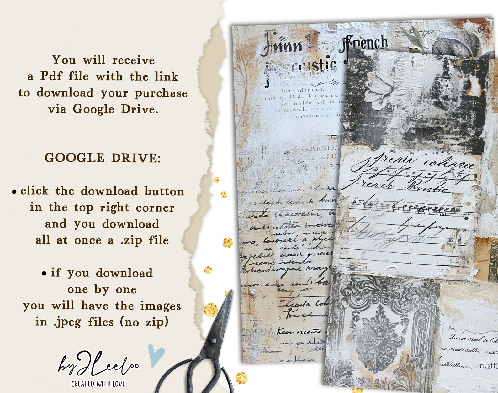 FRENCH RUSTIC Fake Vintage Papers | Romantic Junk Journal Pages ...