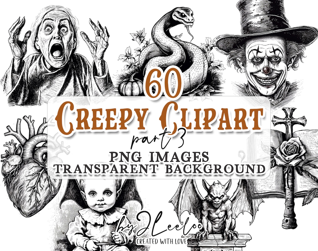 CREEPY CLIPART Set 3 | Printable Gothic Designs for Halloween Party ...