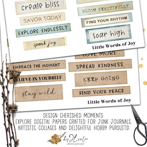 LITTLE WORDS of JOY Text Labels | Vintage Ephemera for Junk Journal ...