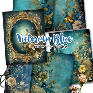 VICTORIAN BLUE French Tattered Papers | Shabby Chic Junk Journal Pages ...