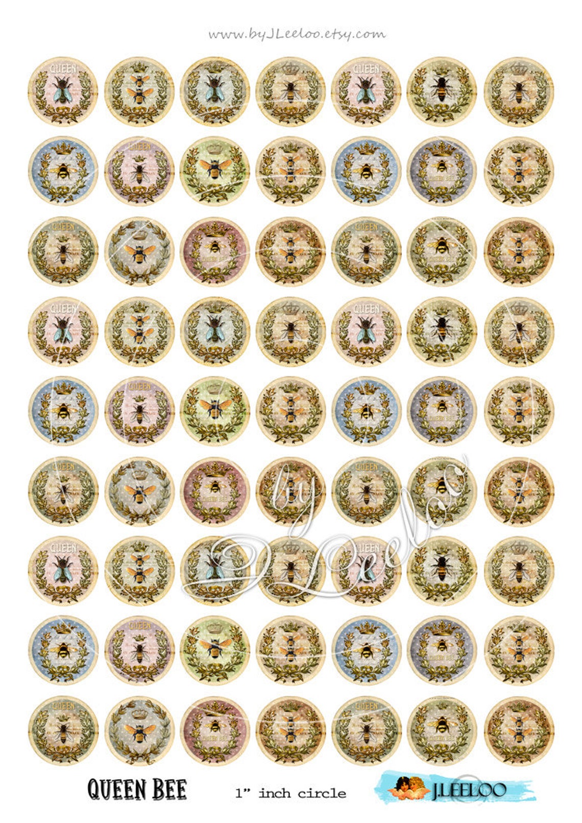 QUEEN BEE Printable Sheets 1 Inch Digital Images French Paper Goods ...