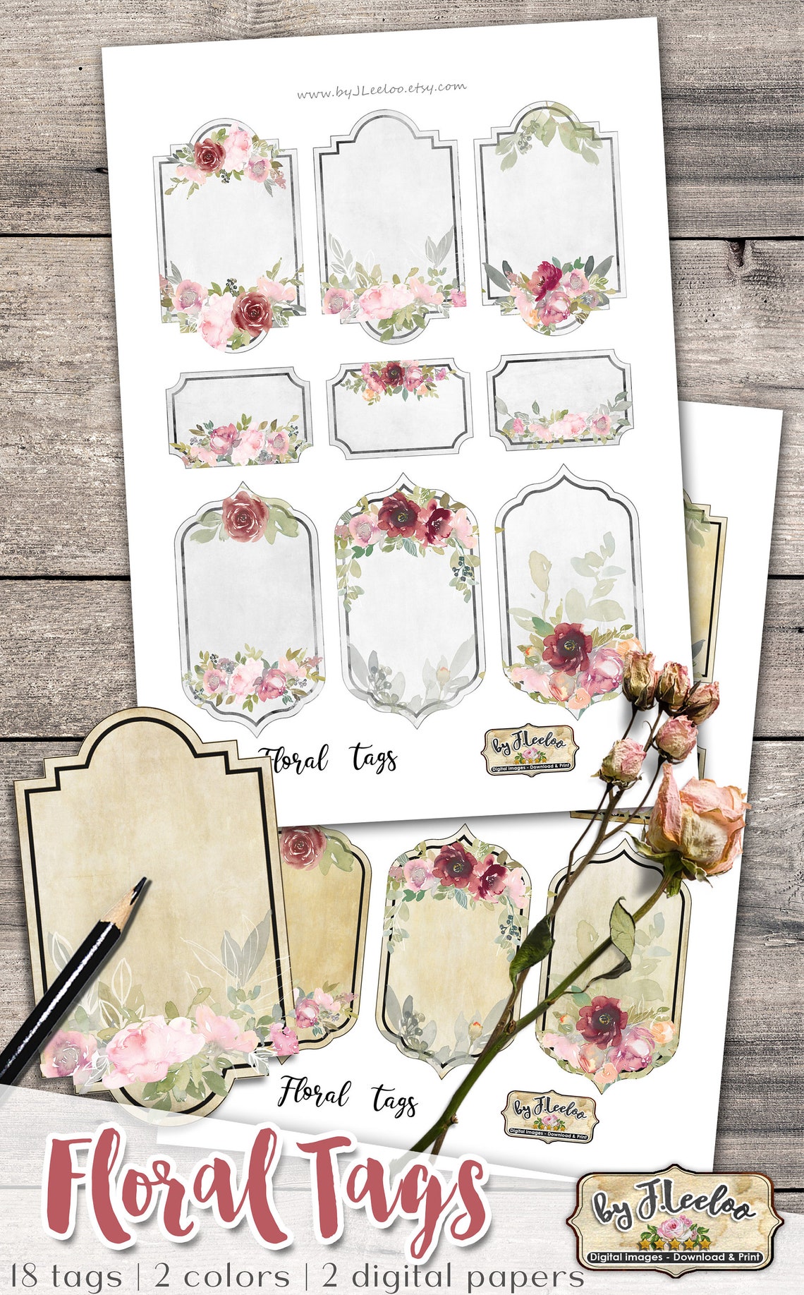 FLORAL TAGS Botanical Labels Blank Apothecary Editable - Etsy