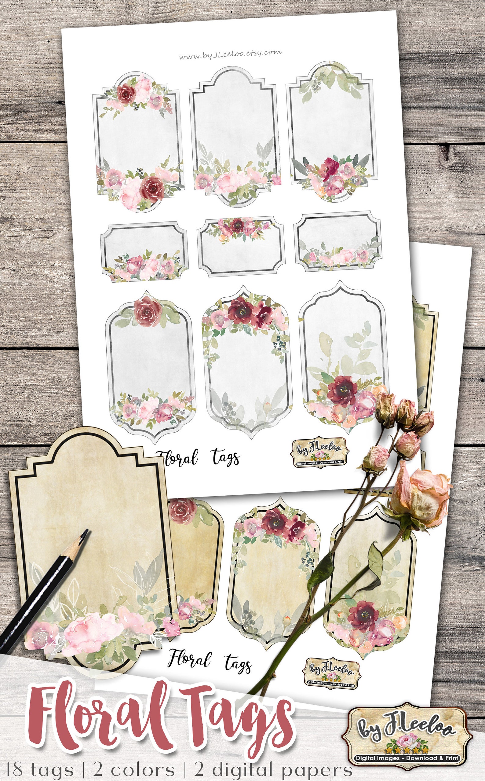 FLORAL TAGS Botanical Labels Blank Apothecary Editable - Etsy