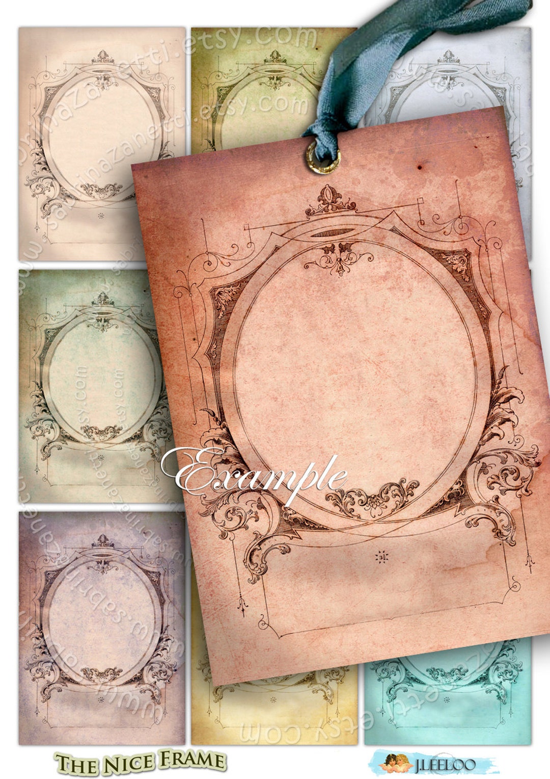 THE NICE FRAME Printable Vintage Greeting Writable Gift Background ...