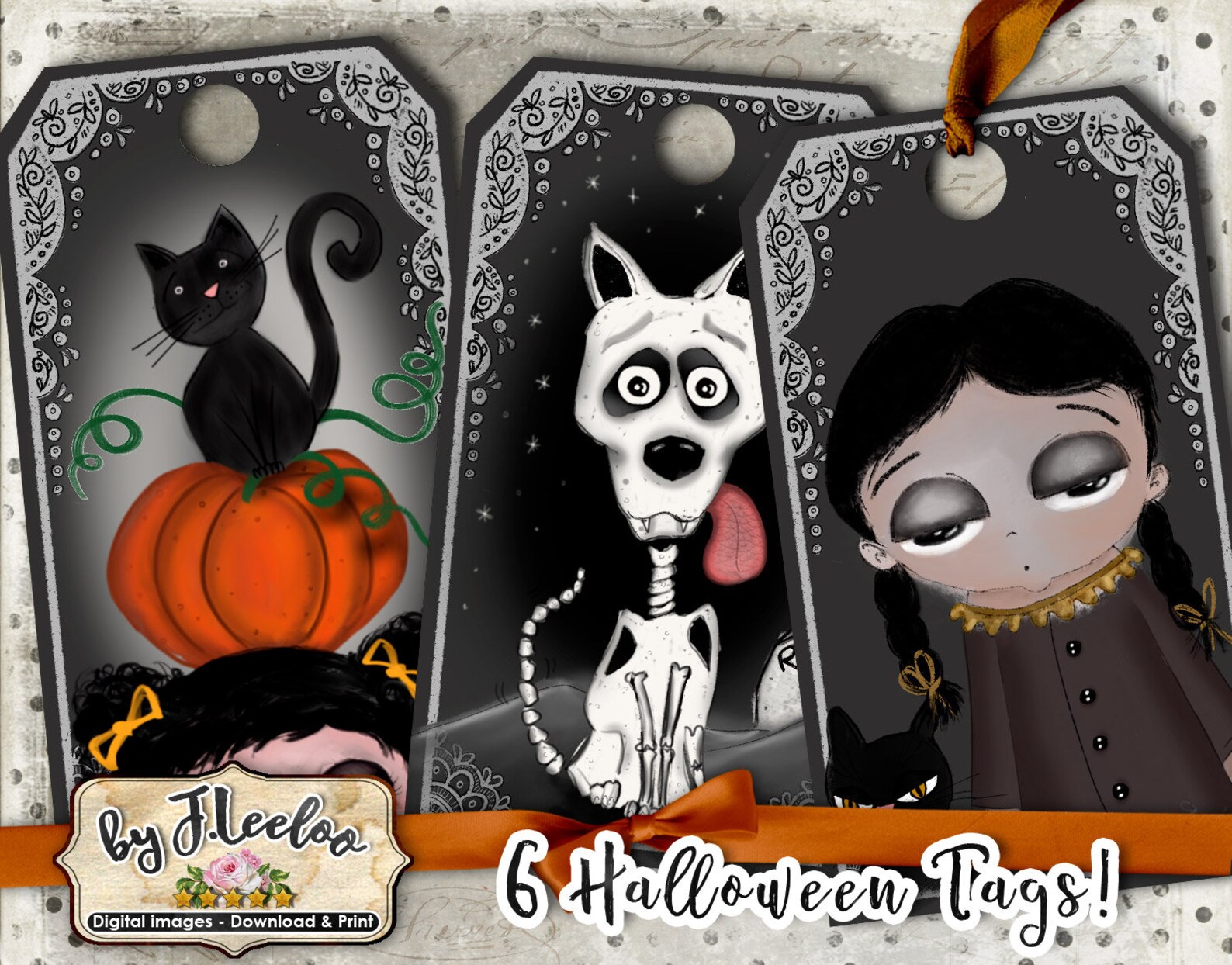 HALLOWEEN Hand Drawn Gothic Tag Clipart Crafting Paper Art | Etsy