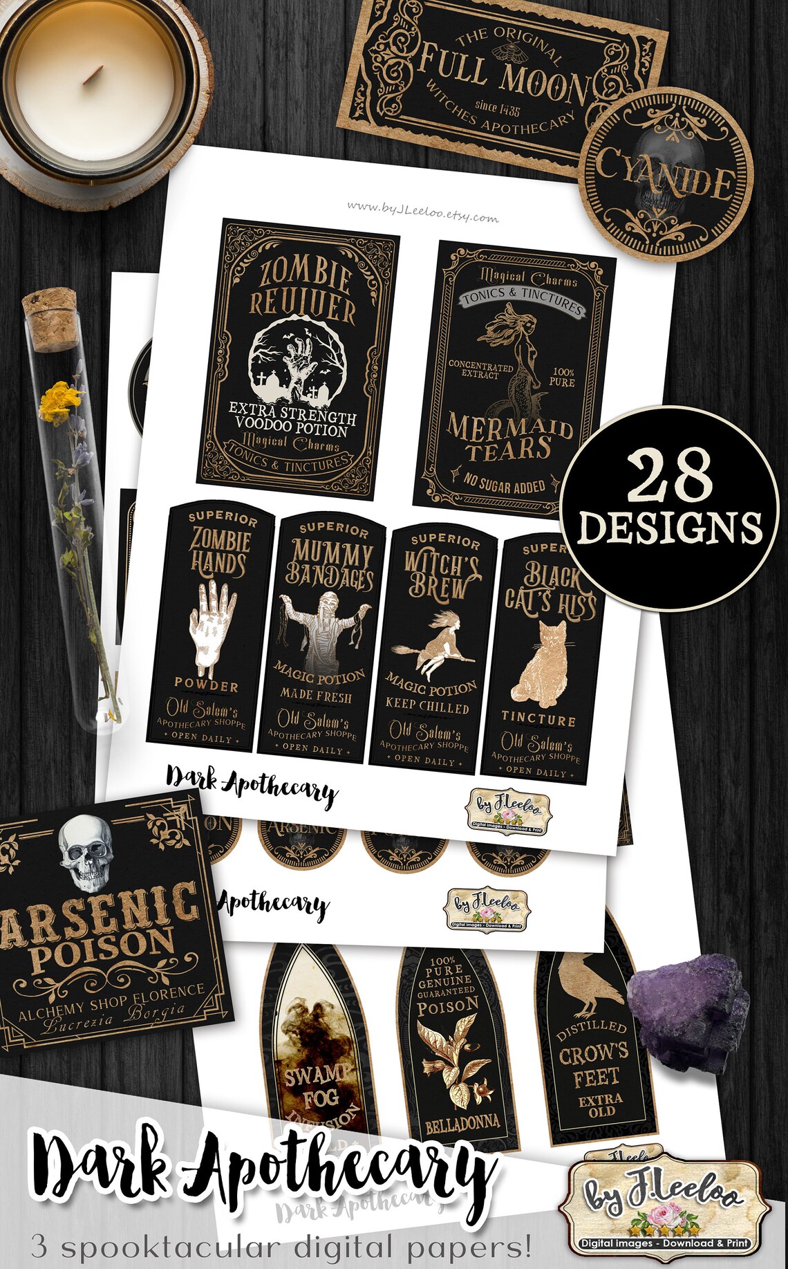 DARK APOTHECARY Printable Potion Poison Tags Label Bottle Jar Labels ...