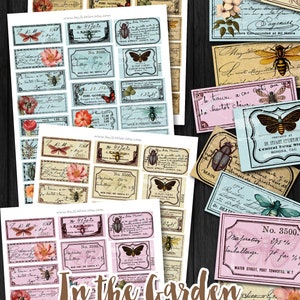 IN THE GARDEN Entomology Labels Kit | Vintage Ephemera Butterfly Insect ...