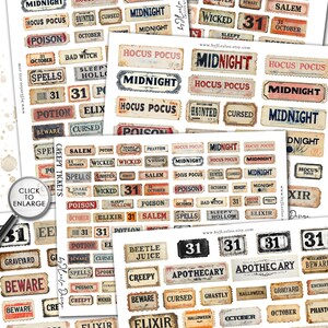 CREEPY TICKETS Printable Scary Halloween | Word Labels Vintage Stickers ...