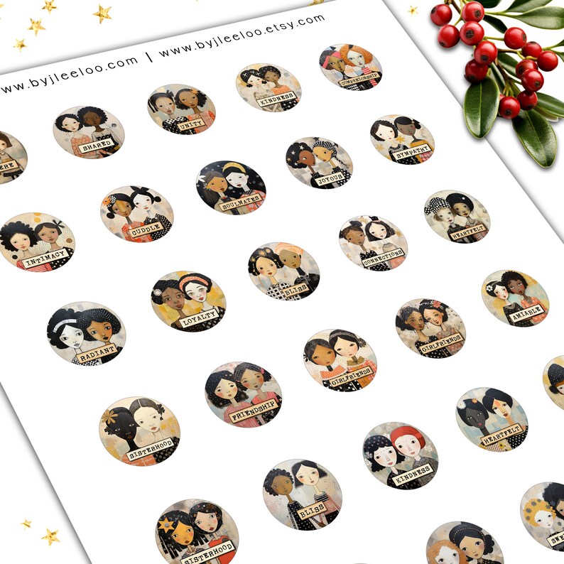 BEST GIRLFRIENDS 1 Inch Printable | Whimsy Supplies Round Pendants ...