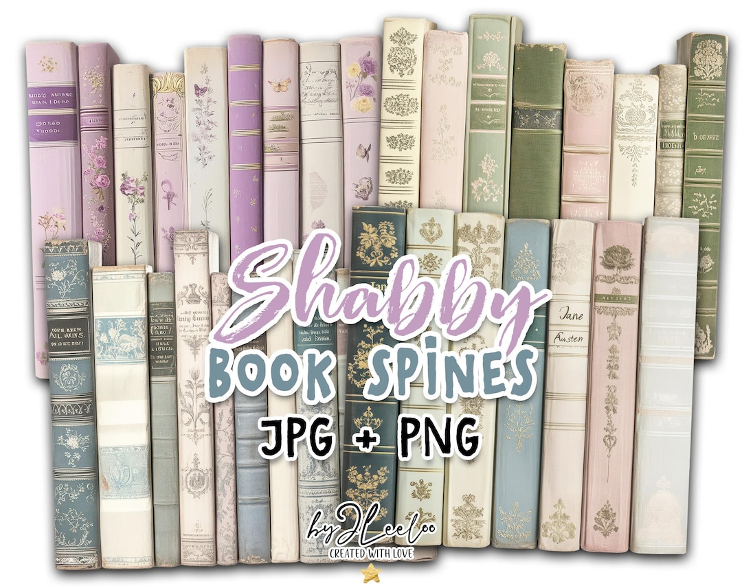 Shabby BOOK SPINES Victorian PNG Book | Library Printable Junk Journal ...