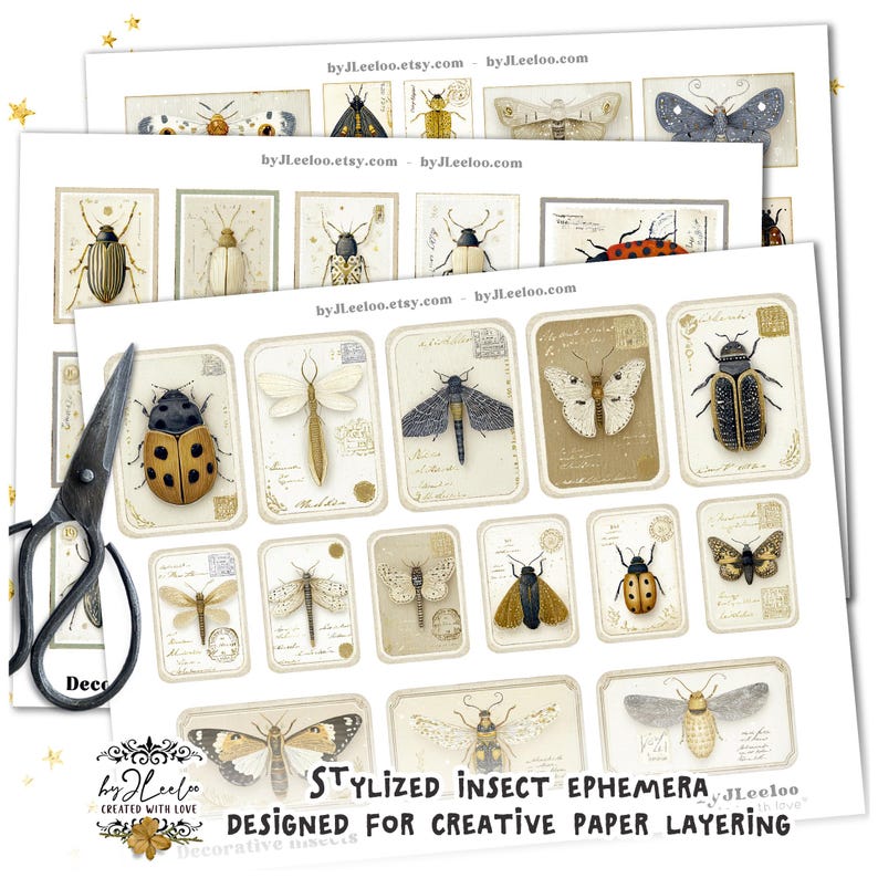 DECORATIVE INSECTS Entomology Printable Labels for Junk Journal ...