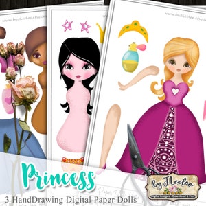 PRINCESS PAPER DOLL 3 Digital Papers Altered Art Journal Page Digital ...