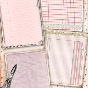 PINK LEDGER 8 Digital French Papers for Scrapbook Journal Diary ...