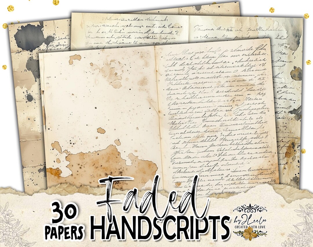 FADED HANDSCRIPTS Vintage Journal Pages, Distressed Archival Papers for ...
