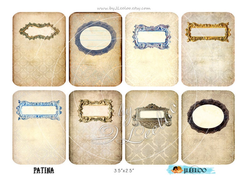 PATINA Cards Tags Writable Digital Printable Collage Sheet - Etsy