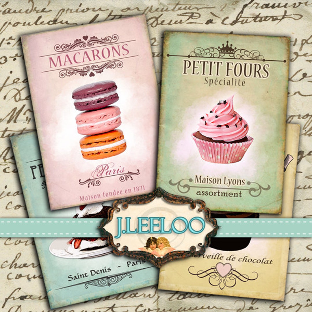 SWEET MACARONS Postcards Digital Graphic Digital Collage Sheet Card ...