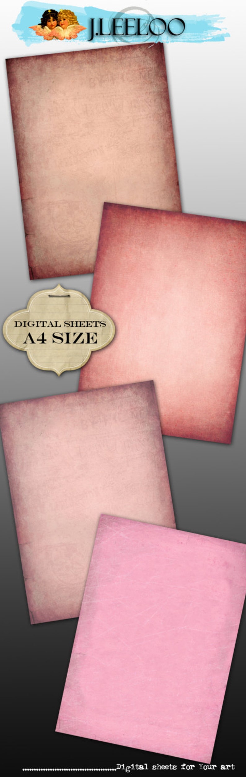 BASIC 2 POWDER Large Digital Collage Sheet Papers Texture Distressed ...