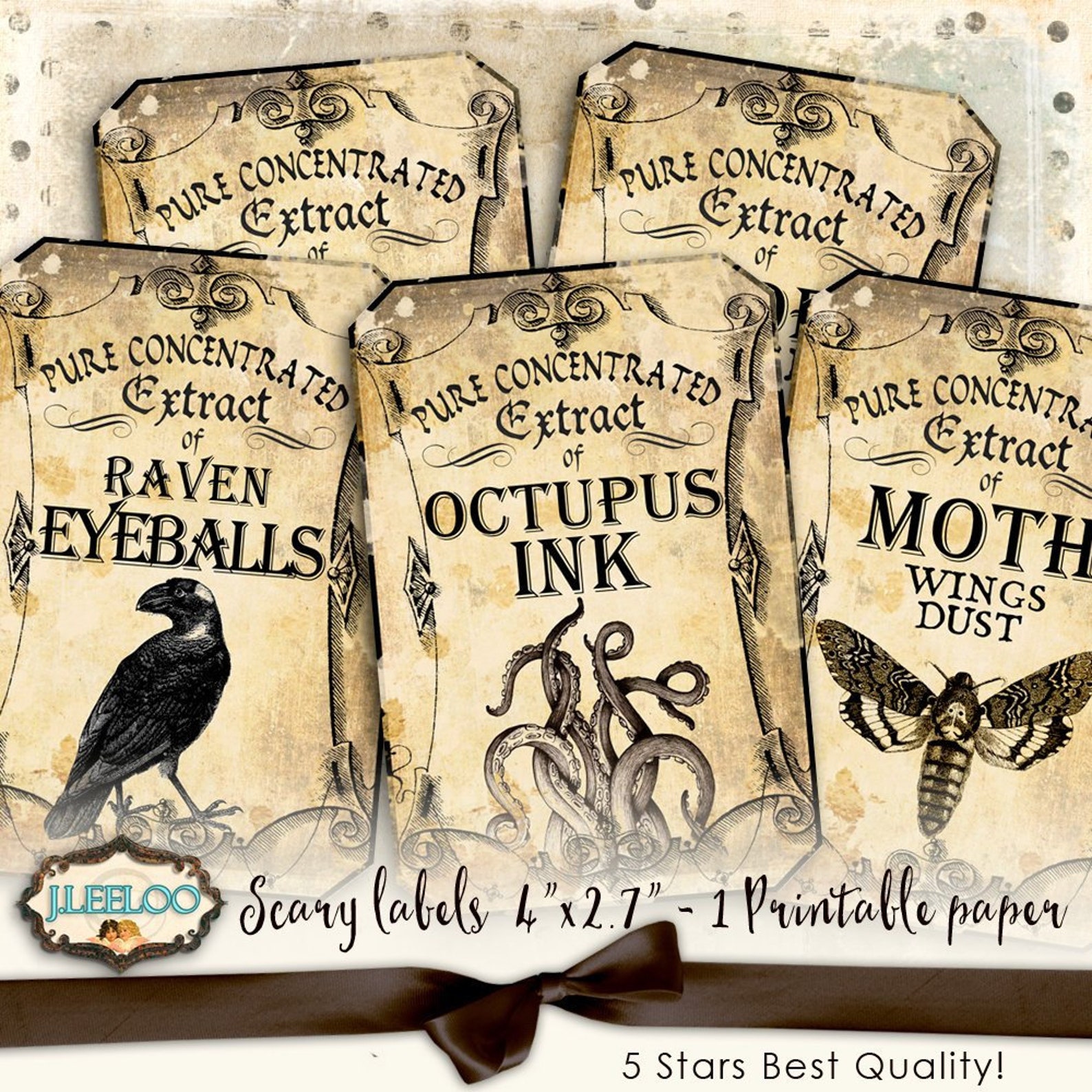 SCARY LABELS 4 X 2.7 Inch Digital Collage Sheet Gothic | Etsy