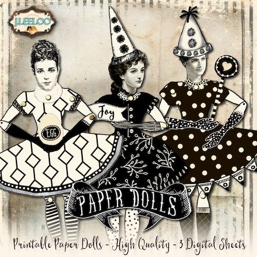 PARTY With PAPER DOLL Printable Digital Collage Sheet Altered - Etsy ...