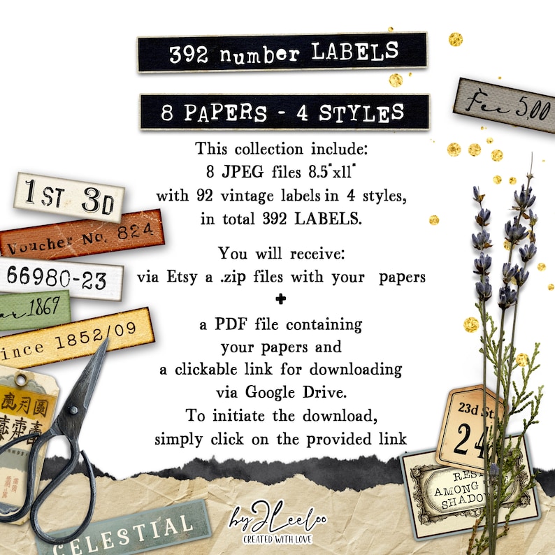 NUMBER LABELS Text Label Printable Word | Grungy Masculine Vintage ...
