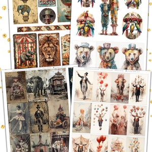 CIRCUS 70 Digital Papers Printable | Large Collection for Mixed Media ...