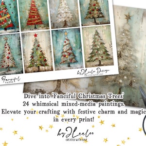 FANCIFUL TREES Christmas Half Pages Printable for Junk Journal Mixed ...