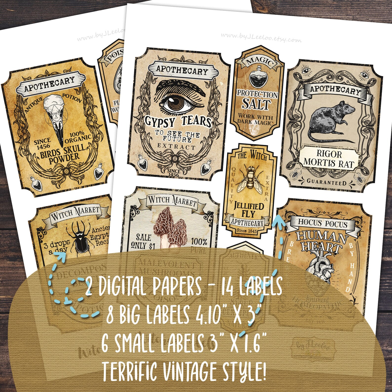 WITCHED LABELS Printable Apothecary Bottle Jar Labels Potion & Poison ...