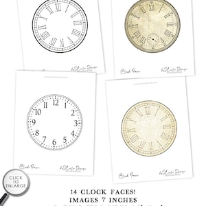 FACE CLOCK 7 Inch Circle Printable | Vintage Jpeg Clock Clipart Vintage ...