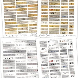 NUMBER LABELS Text Label Printable Word | Grungy Masculine Vintage ...