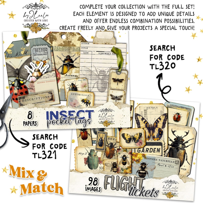 INSECT POCKET TAGS Kit With Backgrounds – Vintage Entomology Ephemera ...