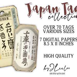 JAPAN TAGS Vintage Label Ephemera Supplies | Oriental Tags Aged and ...